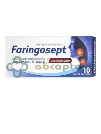 Faringosept, 10 mg, smak kakaowy, 10 tabletek do ssania w Apteka ...