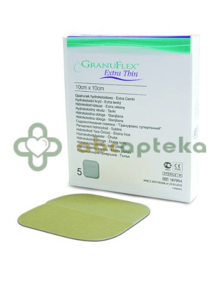 GRANUFLEX Extra Thin, bardzo cienki opatrunek hydrokoloidowy, 10 x 10 ...
