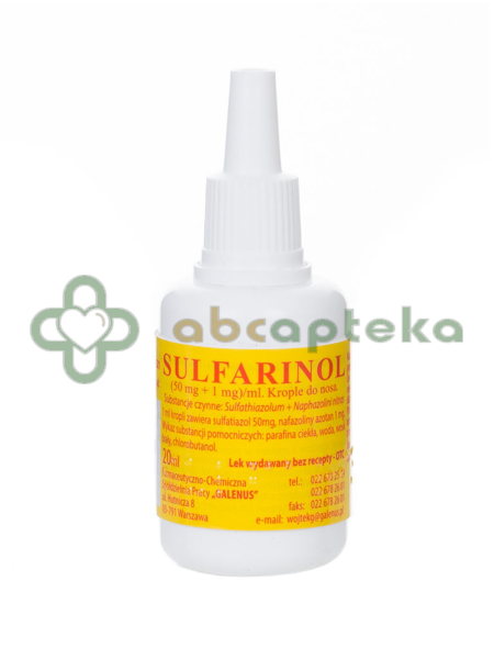 Sulfarinol, krople do nosa, 20 ml | Bez recepty \ Przeziębienie i grypa \ Katar \ Krople do nosa ...